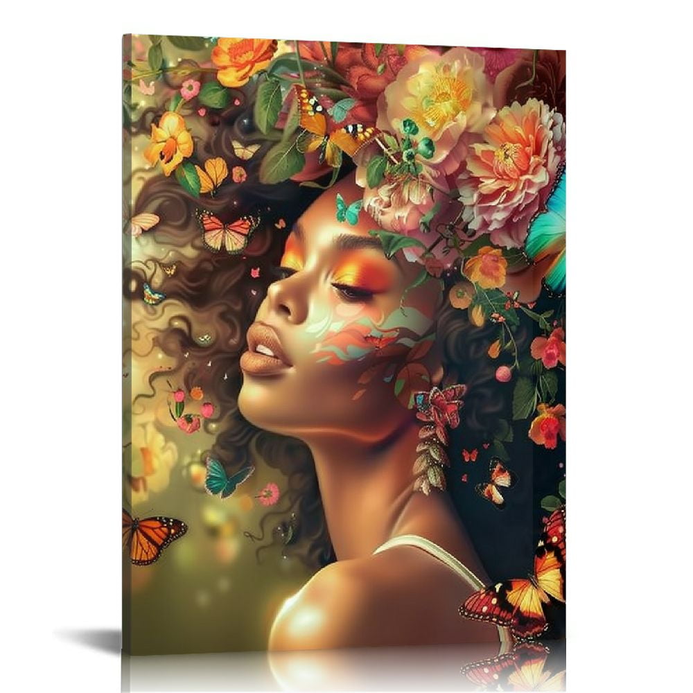 Nawypu Black Wall Art Abstract African American Woman Poster Afro Girl Canvas Painting Modern ...