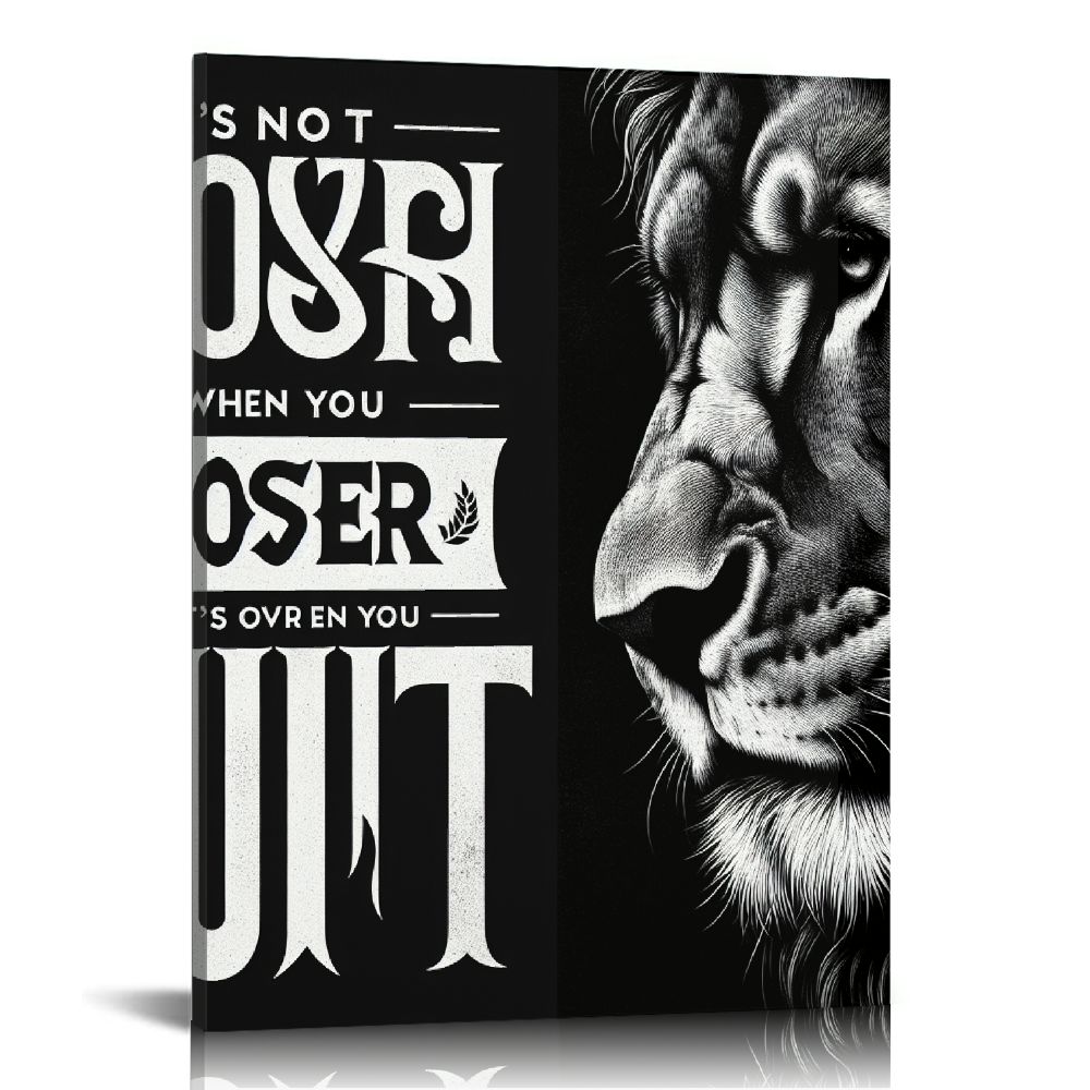 Nawypu Black Wall Art Motivational Quotes Wall Art Lion Canvas Art ...