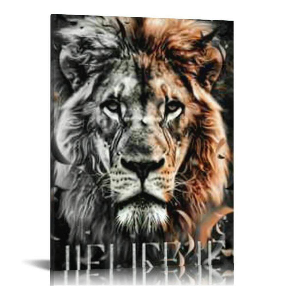 Nawypu Black Wall Art Motivational Quotes Wall Art Lion Canvas Art ...