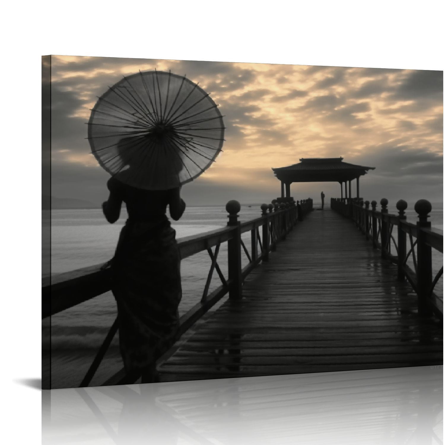 Nawypu Black and White Art Poster Japanese Geisha Woman Holding an ...