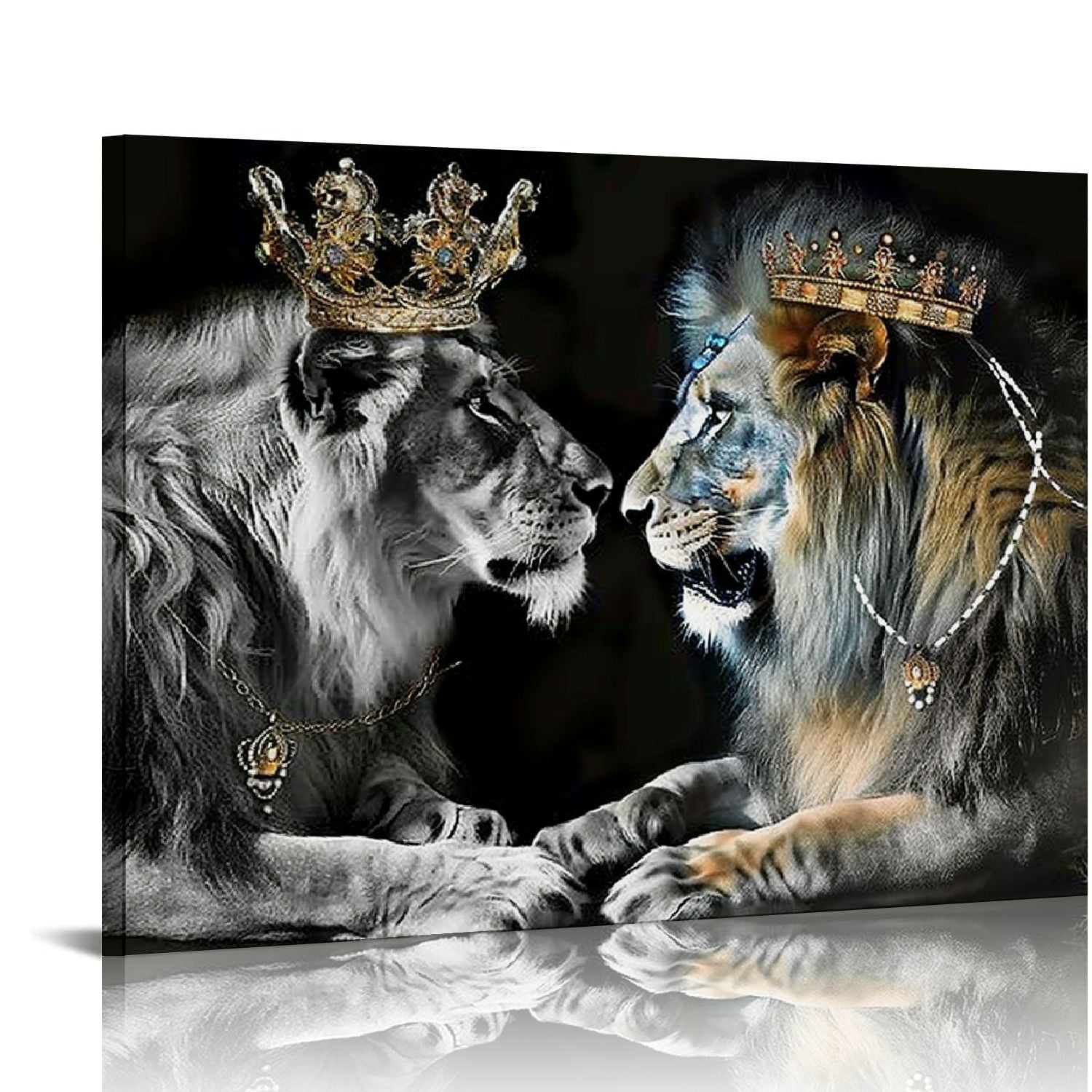 Nawypu Black and White Lion Pictures Wall Decor King and Queen Lion ...