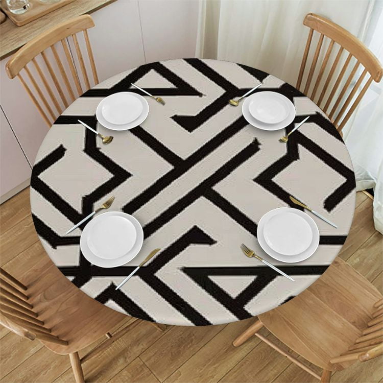 Nawypu Black and White Pavement Tile Bricks Table Cover for Kitchen and ...