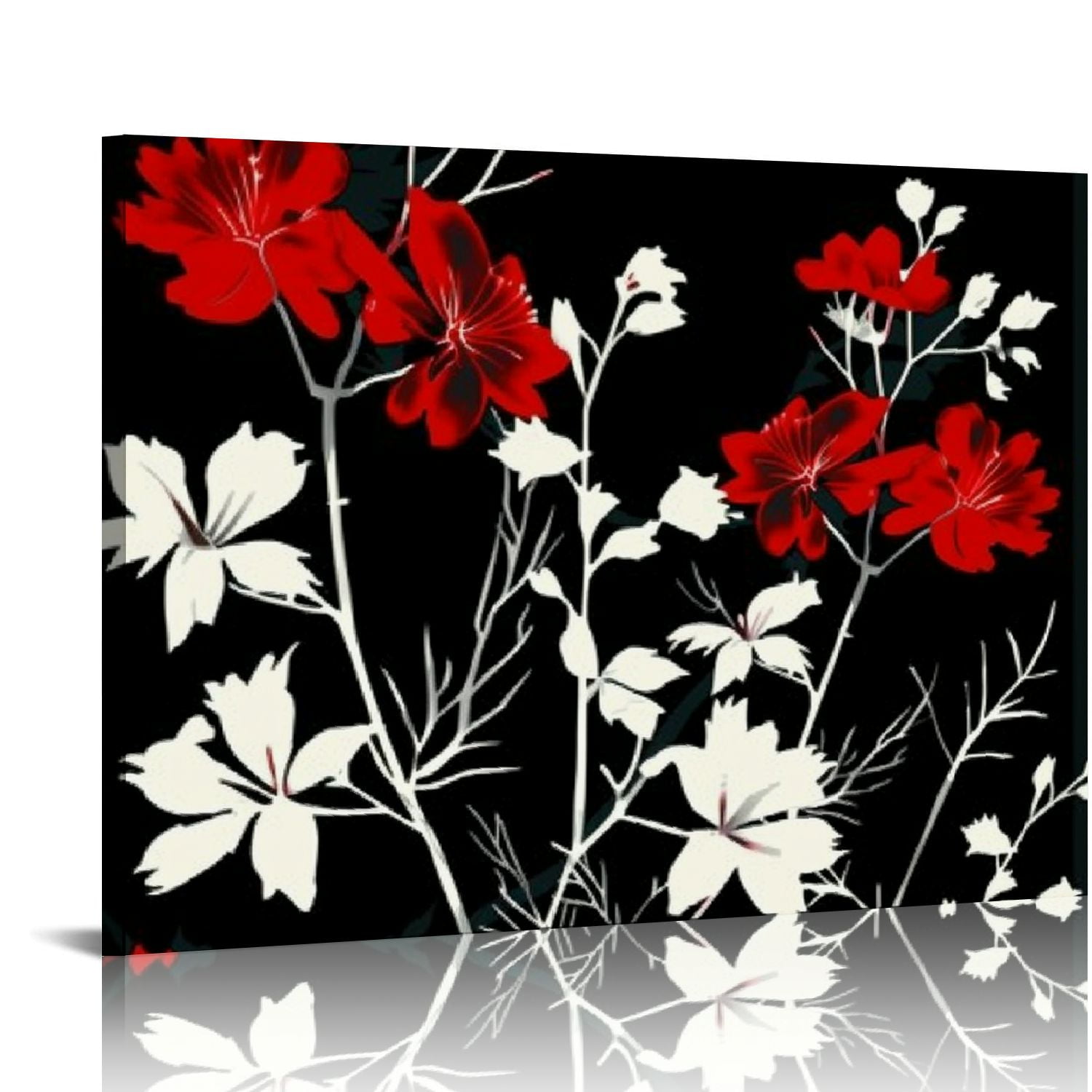 Nawypu Black and White Red Flower Canvas Wall Art Abstract Painting ...