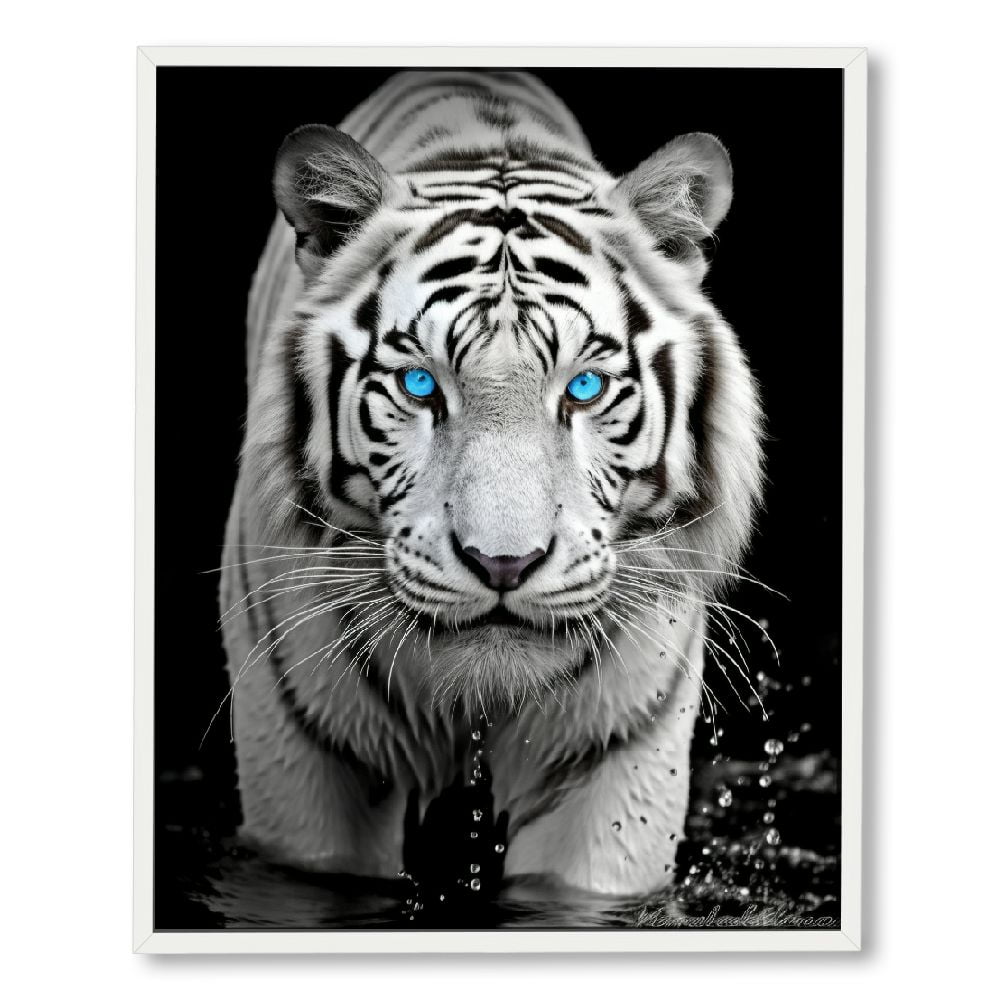 Nawypu Black & White Tiger Canvas Wall Art Wild Animal Picture Wall ...