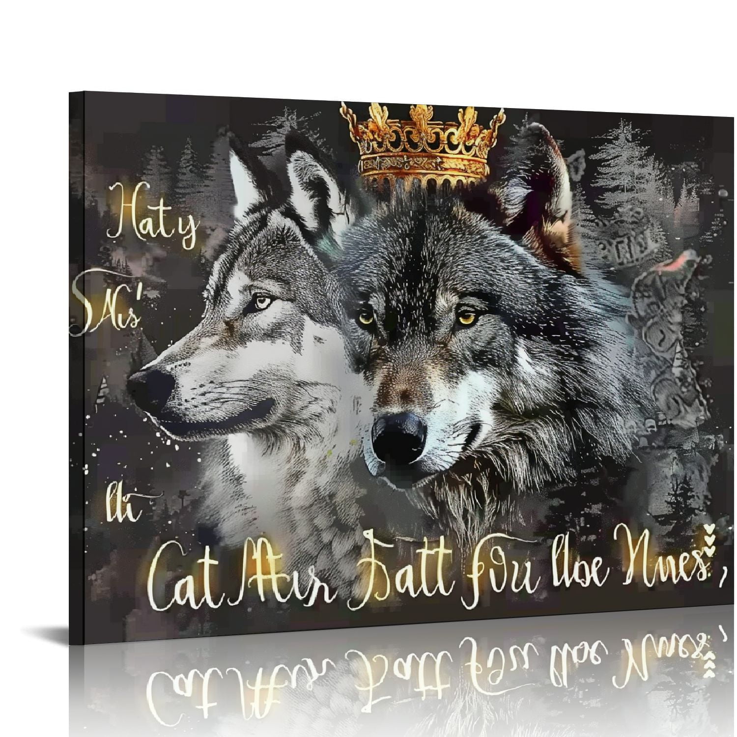 Nawypu Black and White Wolf Wall Art Christian Two Wolves Poster Wolves ...