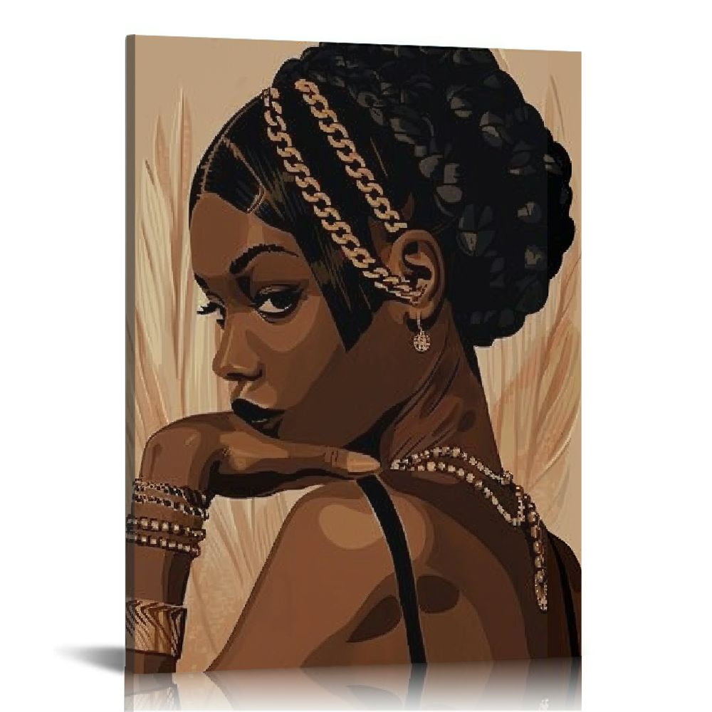 Nawypu Black Woman Art Printing,Boho Black Female Wall Art, Black Girl Art Poster, Abstract ...