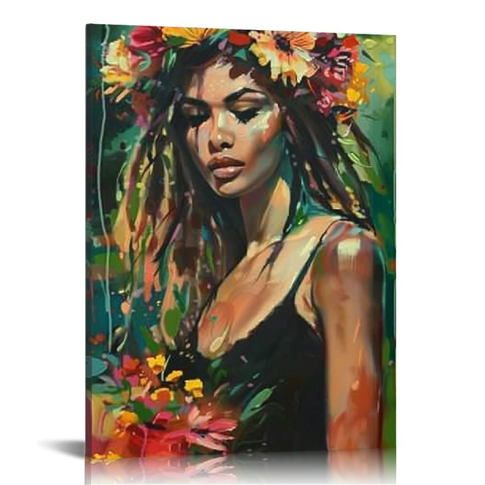 Nawypu Black Woman With Dreadlocks On Her Head African American Canvas ...