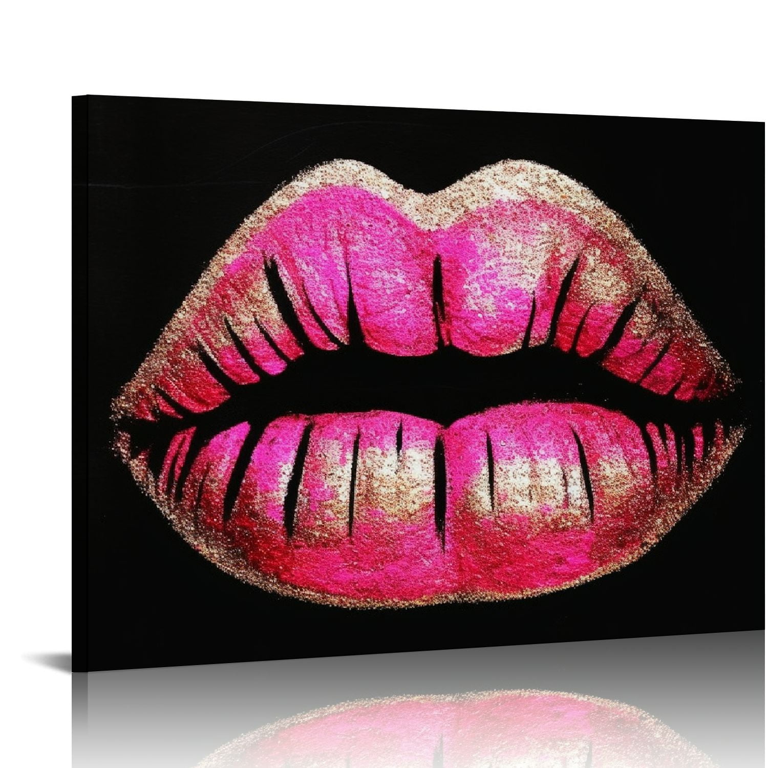 Nawypu Black and Pink Lips Canvas Wall Art Fashion and Glam Poster Sexy ...