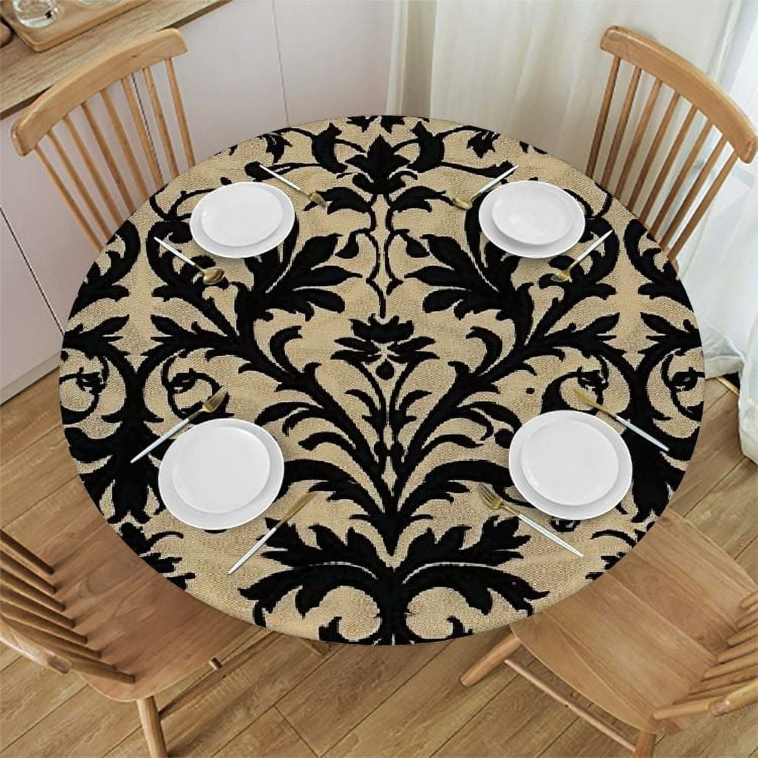 Nawypu Black and White Tablecloth Pads for Round Tables Baroque Vintage ...