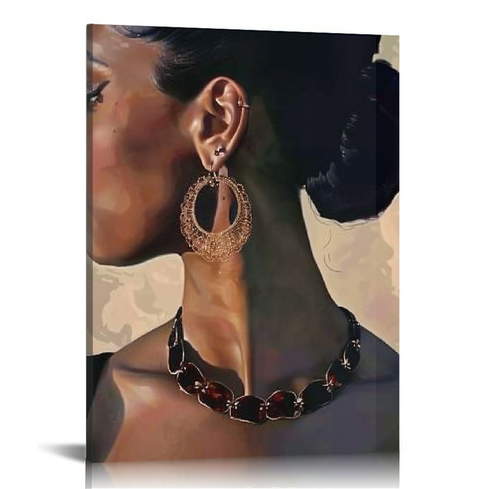 Nawypu Black female art printing, bohemian style wall painting, abstract African American female ...