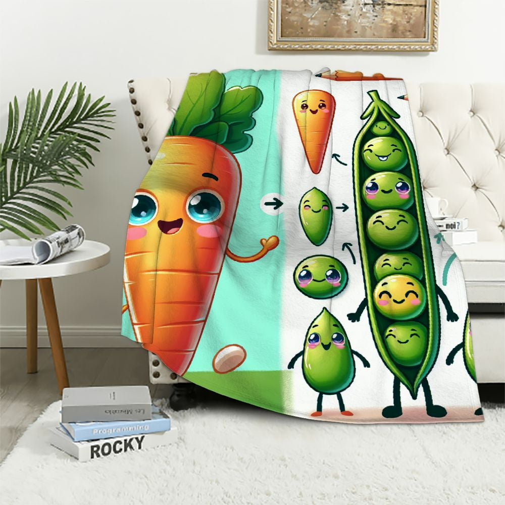 Nawypu Blanket Peas and Carrot Plush Throw Fuzzy Super Soft Reversible ...