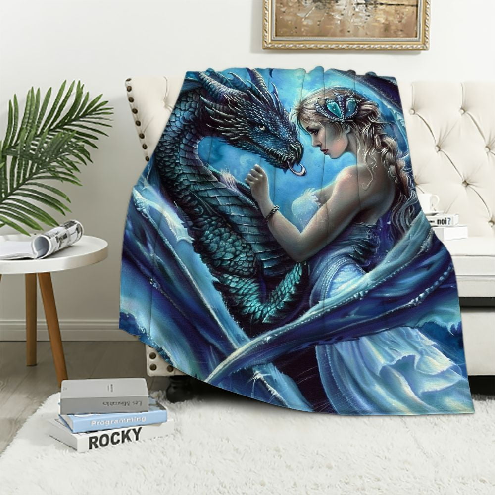 Nawypu Blanket Soft Fluffy Flannel Throw Dragon Angel Love - Walmart.com