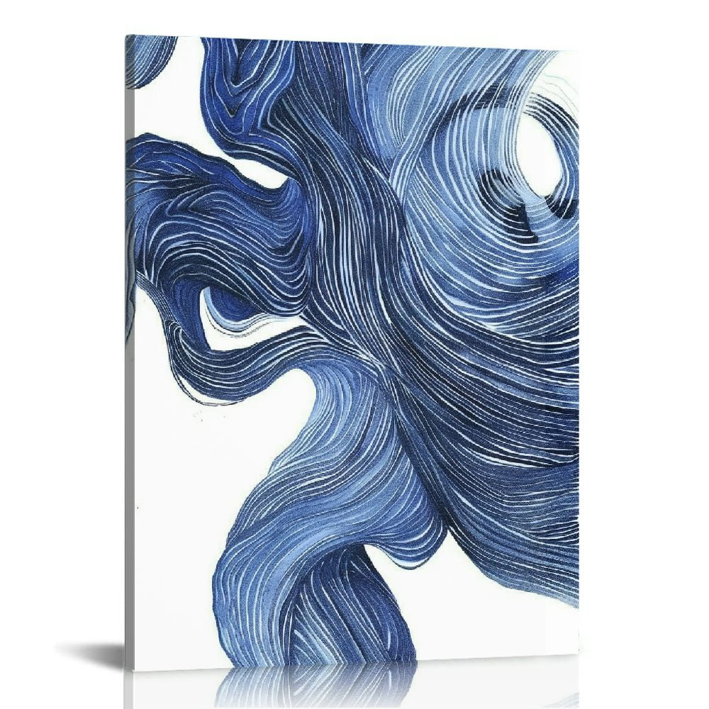 Nawypu Blue Abstract Wall Art Set - Blue Spiral Wave Stroke Abstract ...