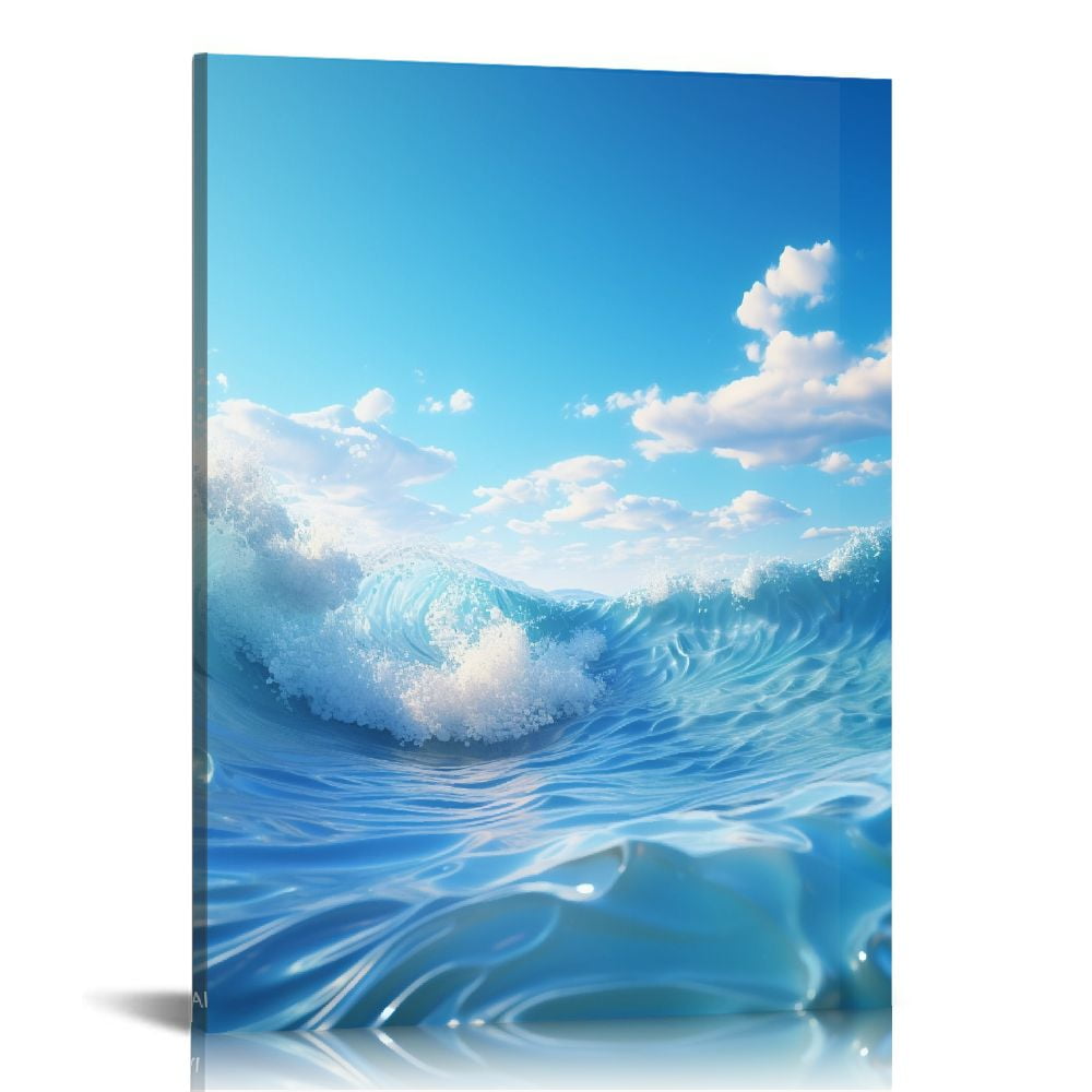 Nawypu Blue Beach theme Modern Stretched and Framed Seascape 1 Panels ...