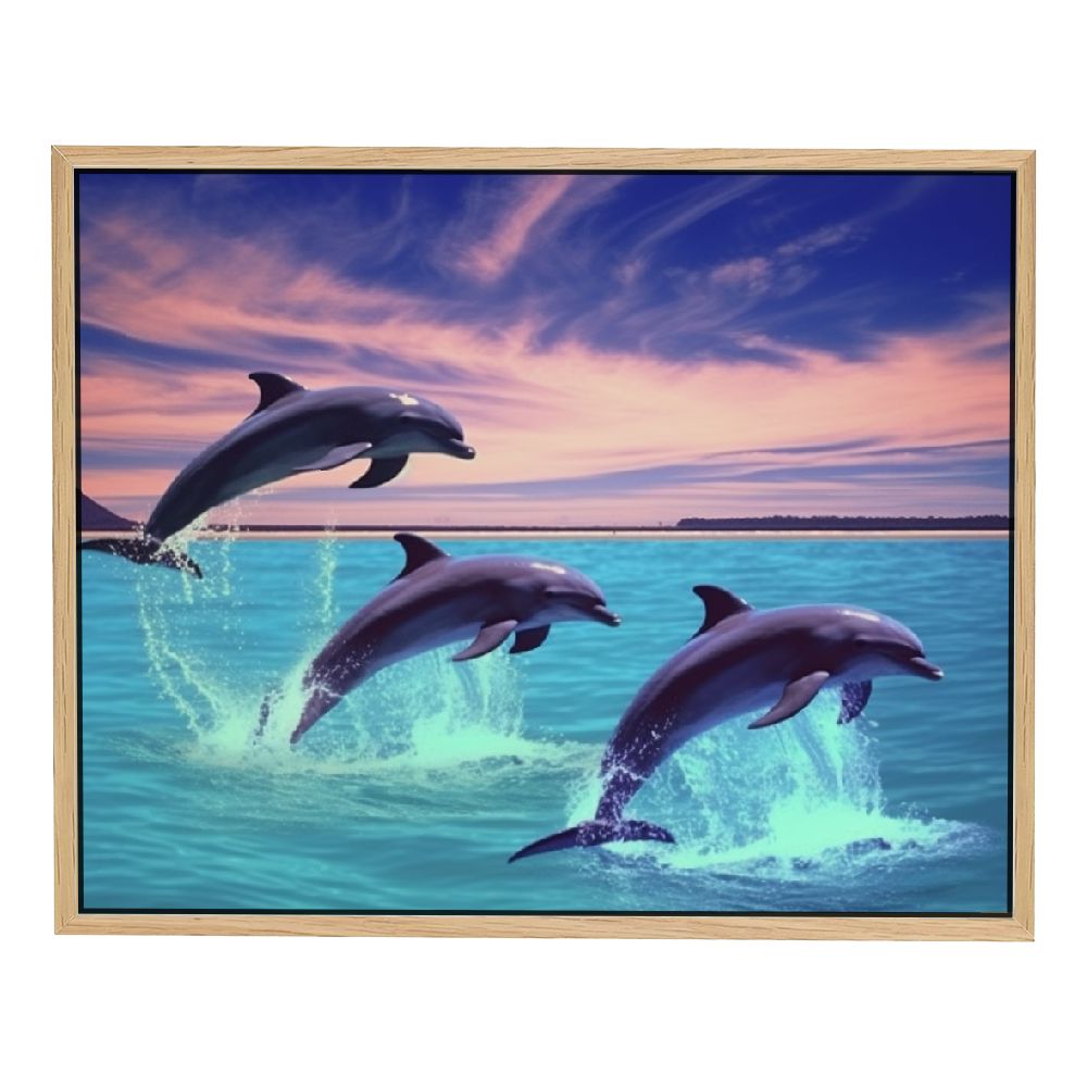 Nawypu Blue Dolphin Canvas Wall Art Large Size Blue Sky Beach Seascape ...