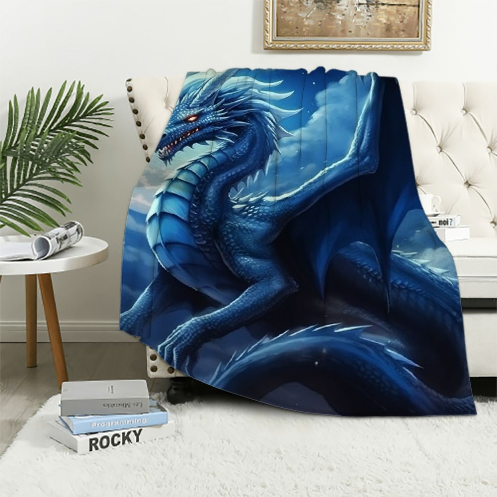 Nawypu Blue Dragon Throw Blanket Dragon Blanket Gifts for Dragon Lovers ...