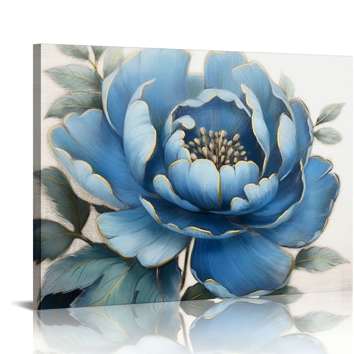 Nawypu Blue Flower Canvas Wall Art Vintage Flower Blossoming Picture ...