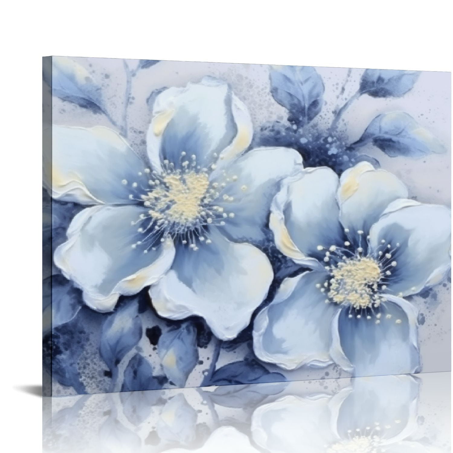 Nawypu Blue Flower Wall Art Orchids Floral Painting Bathroom Wall Decor ...