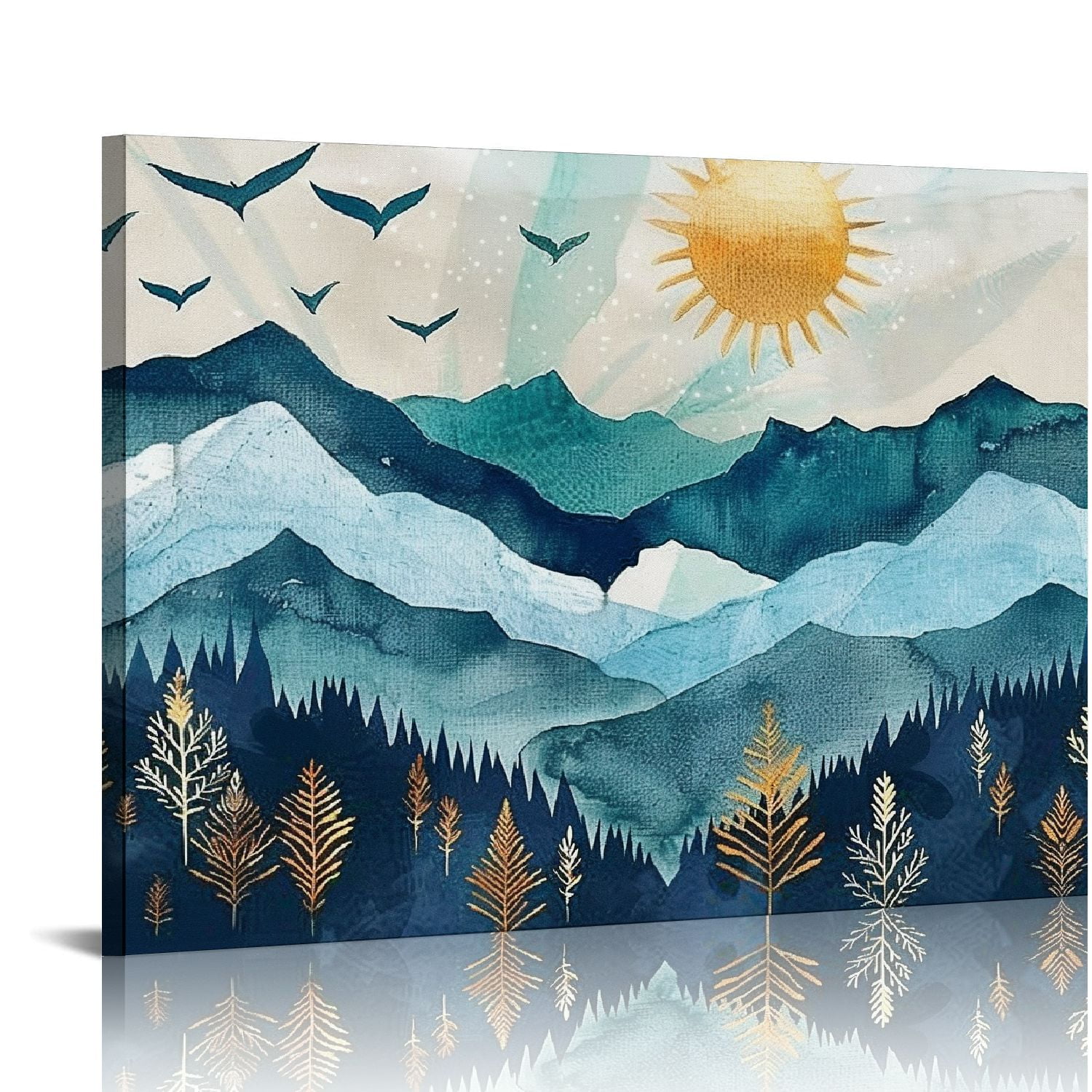 Nawypu Blue Forest Canvas Wall Art Nature Landscape Pictures Abstract ...