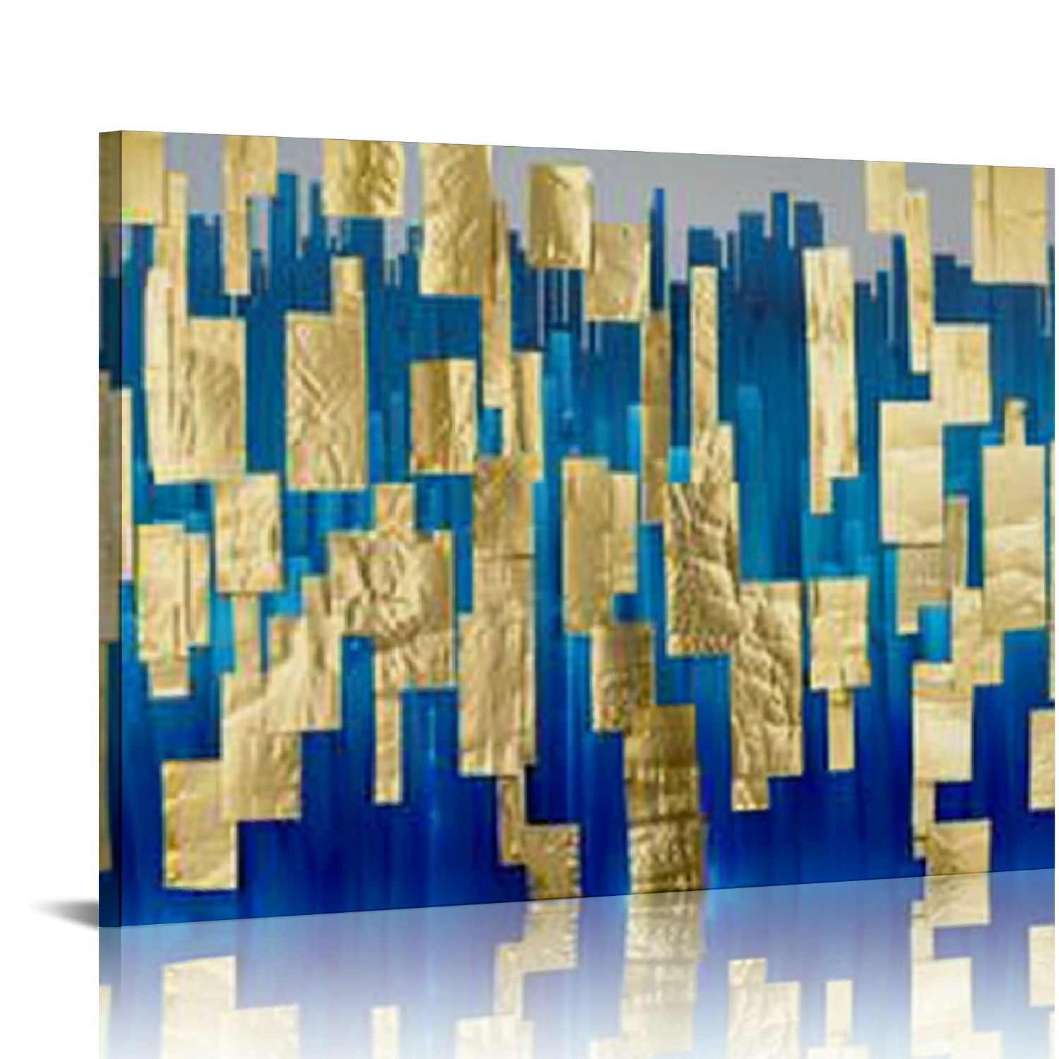 Nawypu Blue and Gold Wall Art Abstract Wall Decor for Living Room, Navy ...