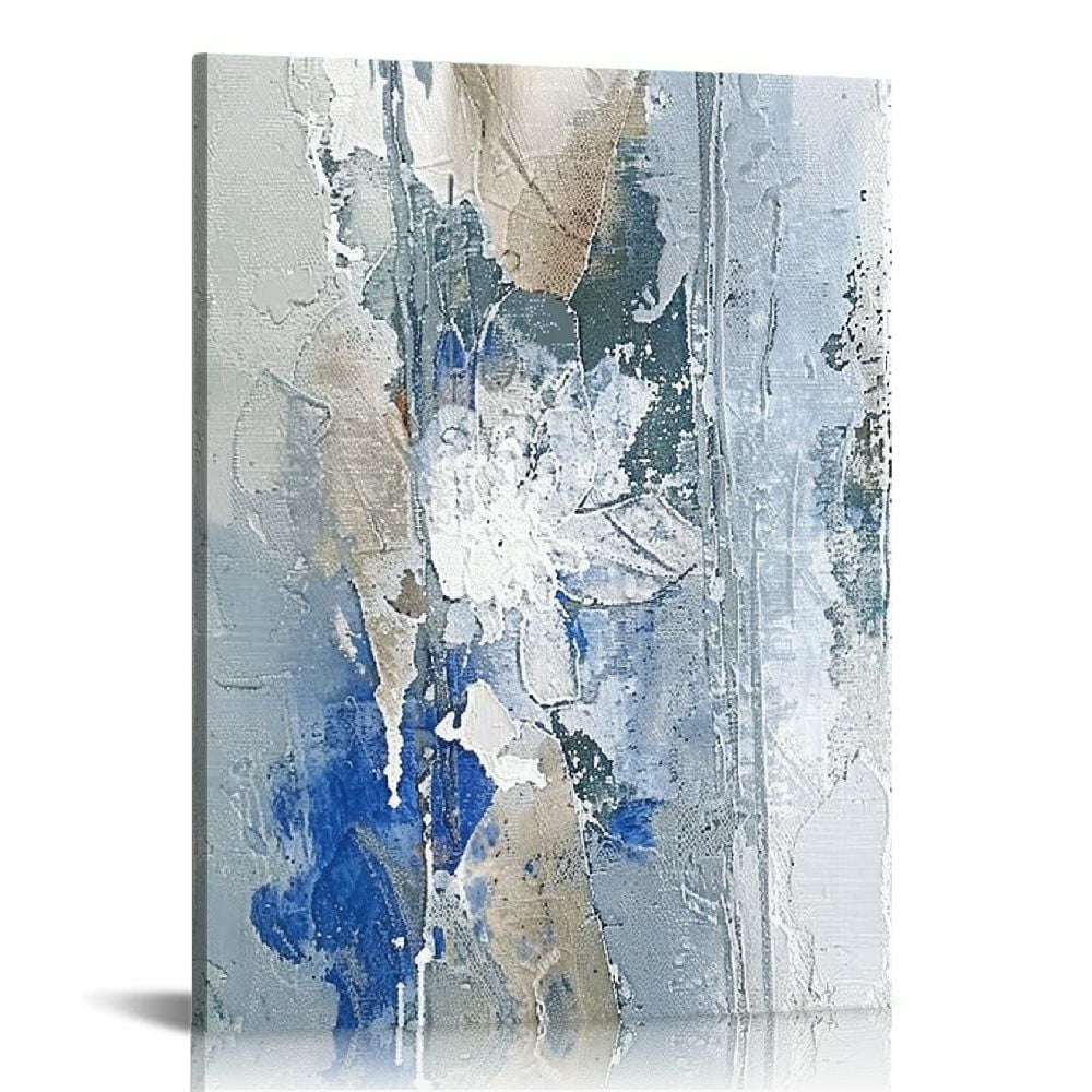 Nawypu Blue Gray Abstract Wall Art - Modern Abstract Canvas Pictures ...