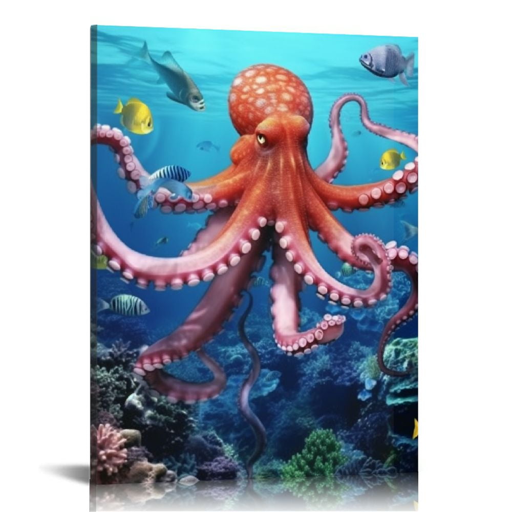 Nawypu Blue Ocean Aquatic Animals Decor Wall Art Turtle Starfish ...