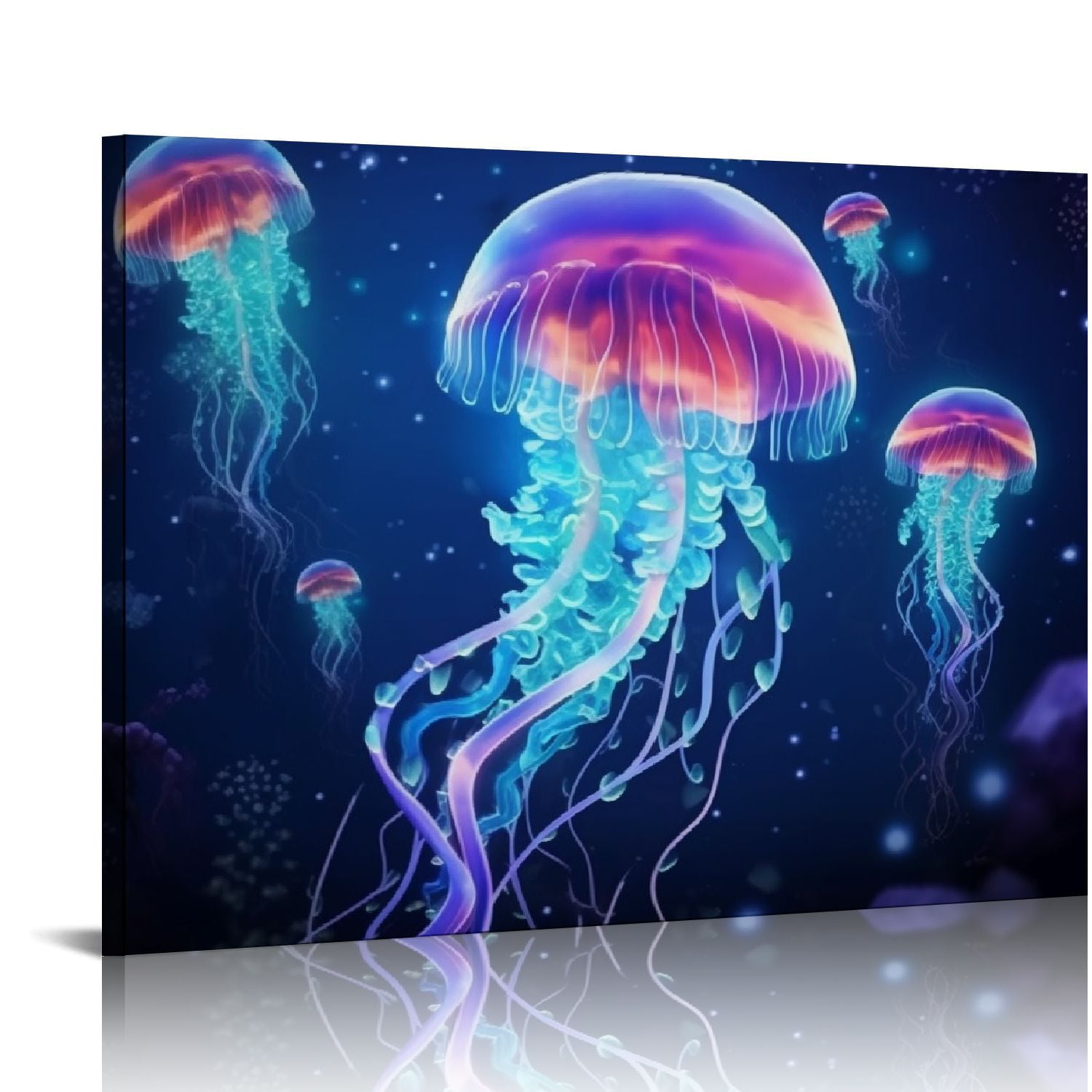 Nawypu Blue Ocean Life Theme Canvas Prints Jellyfish Wall Art Paintings ...