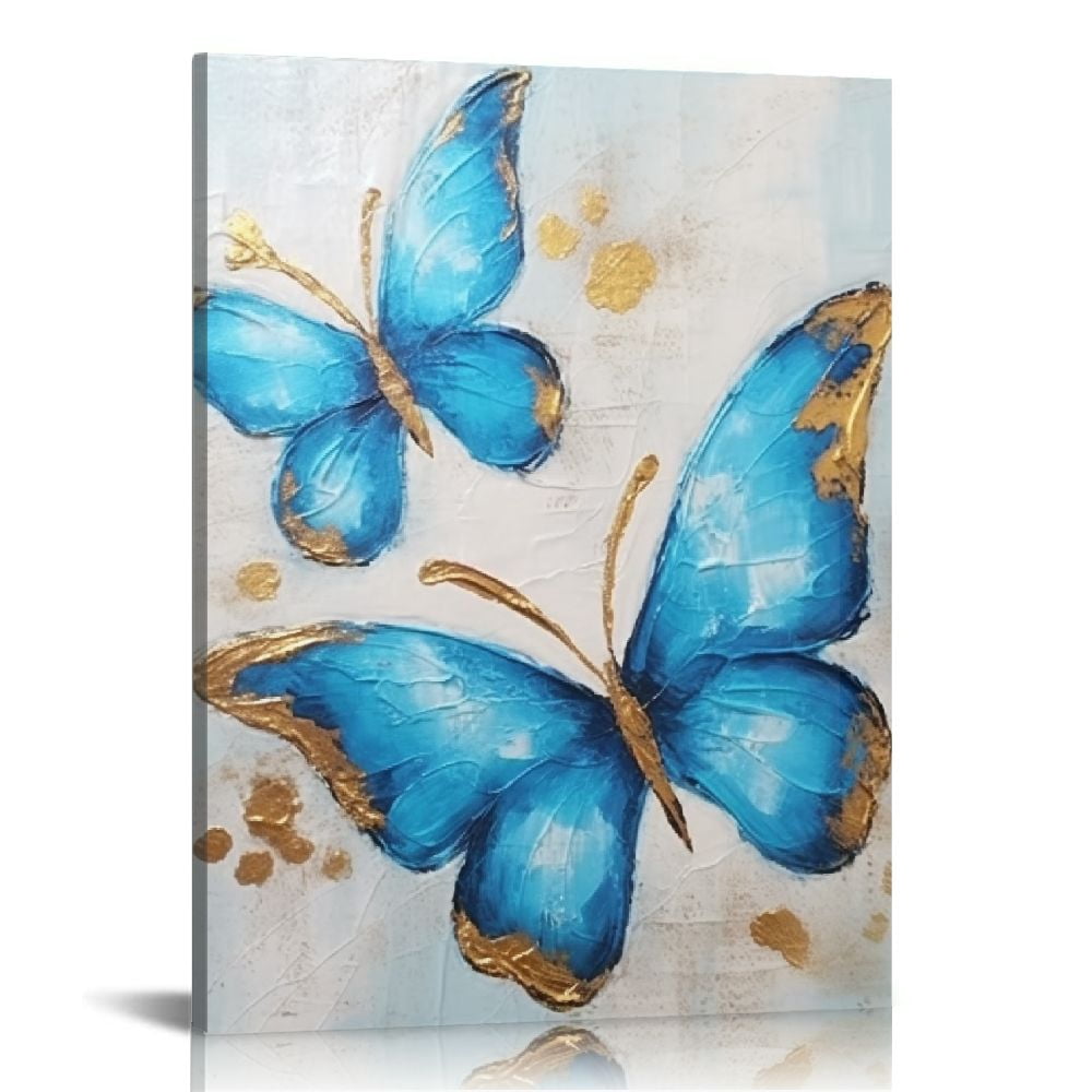 Nawypu Blue Tea Flower and Butterfly Prints with Embellishment Textured ...