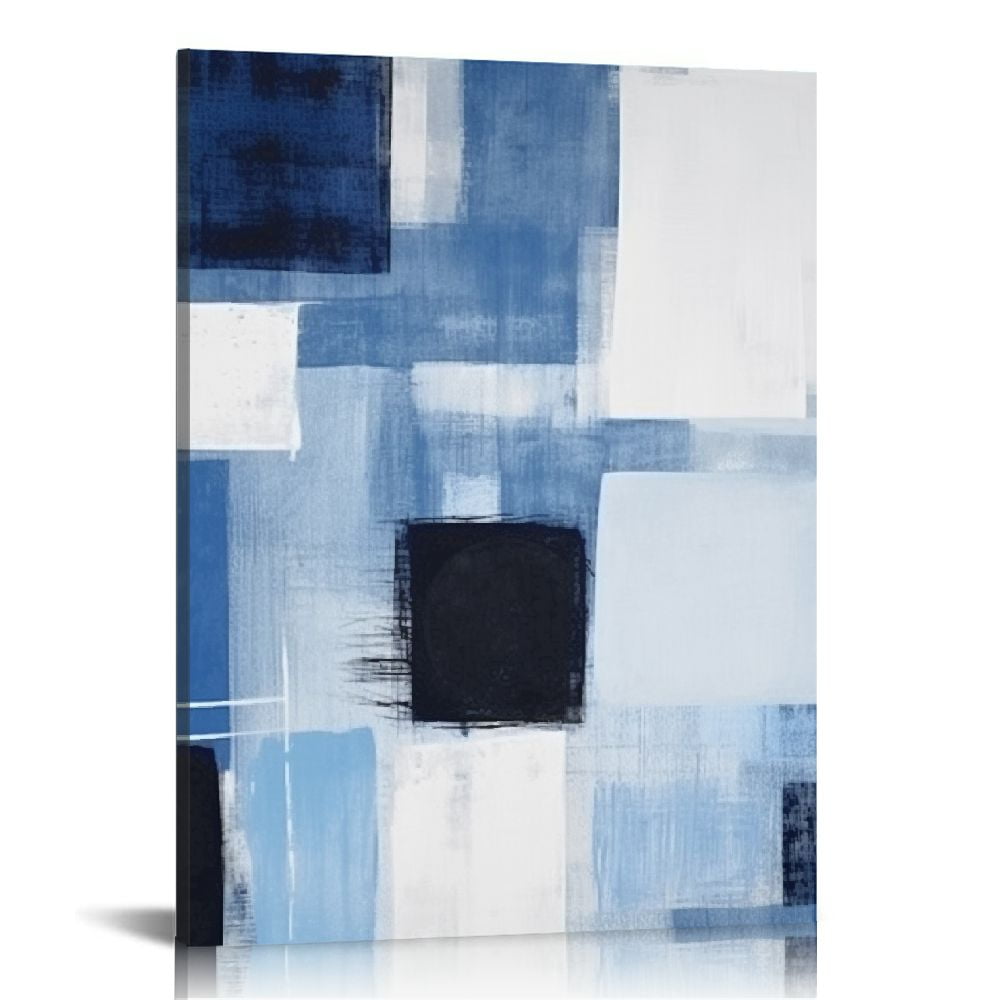 Nawypu Blue Wall Art White and Blue Abstract Wall Art Modern Print ...