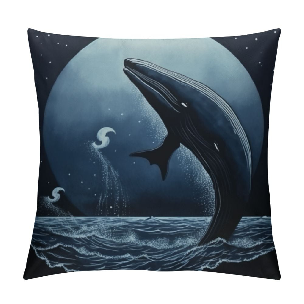 Nawypu Blue Whale Ocean Pillow Covers,Trimmed Pillow Cover Cushion Case ...