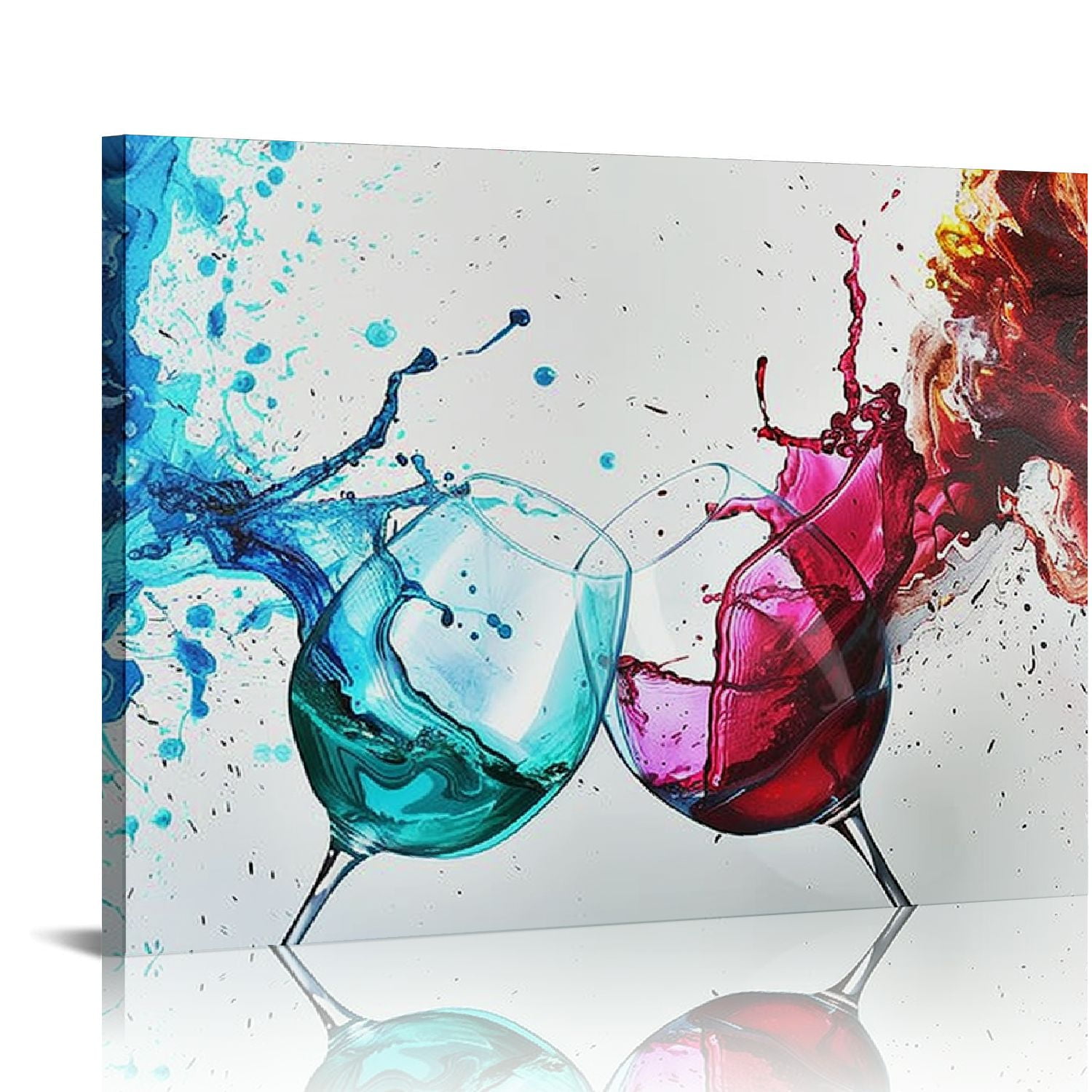 Nawypu Blue & Red Wine Glass Collisions Canvas Art | Modern Kitchen ...
