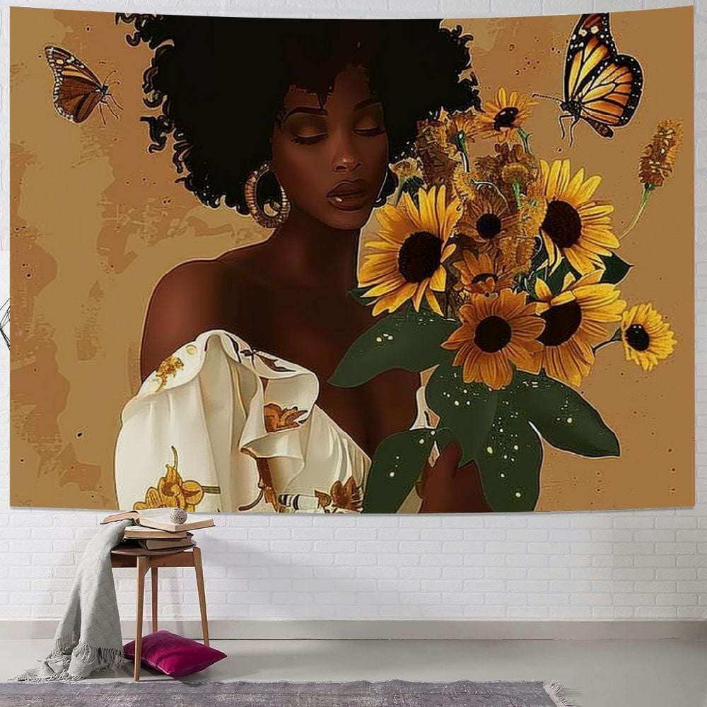 Nawypu Bohemian Fashion Flower Art Print Black Women Wall Decoration ...
