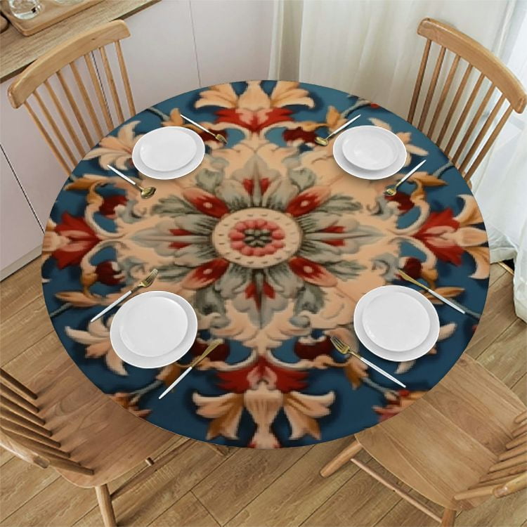 Nawypu Bohemian Mandala Round Fitted Tablecloth with Elastic Edge ...