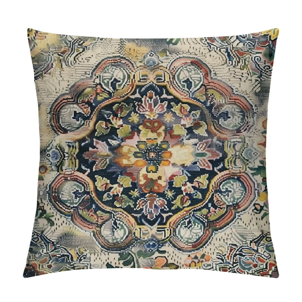 Awypu Bohemian Throw Pillow Cover, Green Gold Mandala Pillow Covers ...