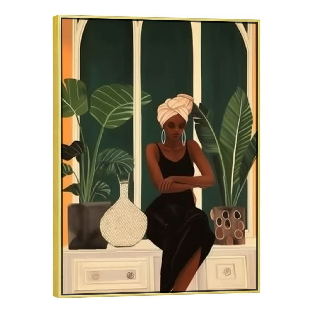 Nawypu Boho Bathroom Decor, Boho Black Woman Wall Art, Modern Black Girl Canvas Print, African ...