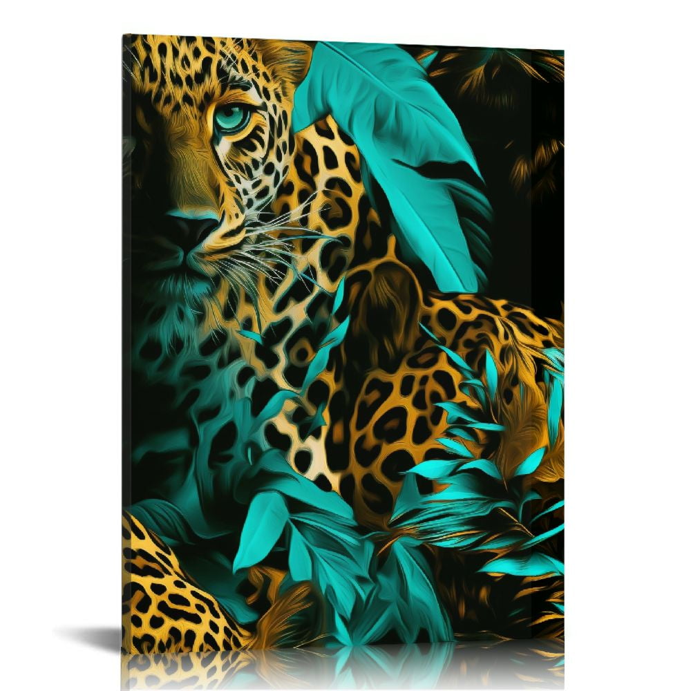 Nawypu Boho Leopard Print Wall Art Wildlife Poster Tropical Leaf Wall ...