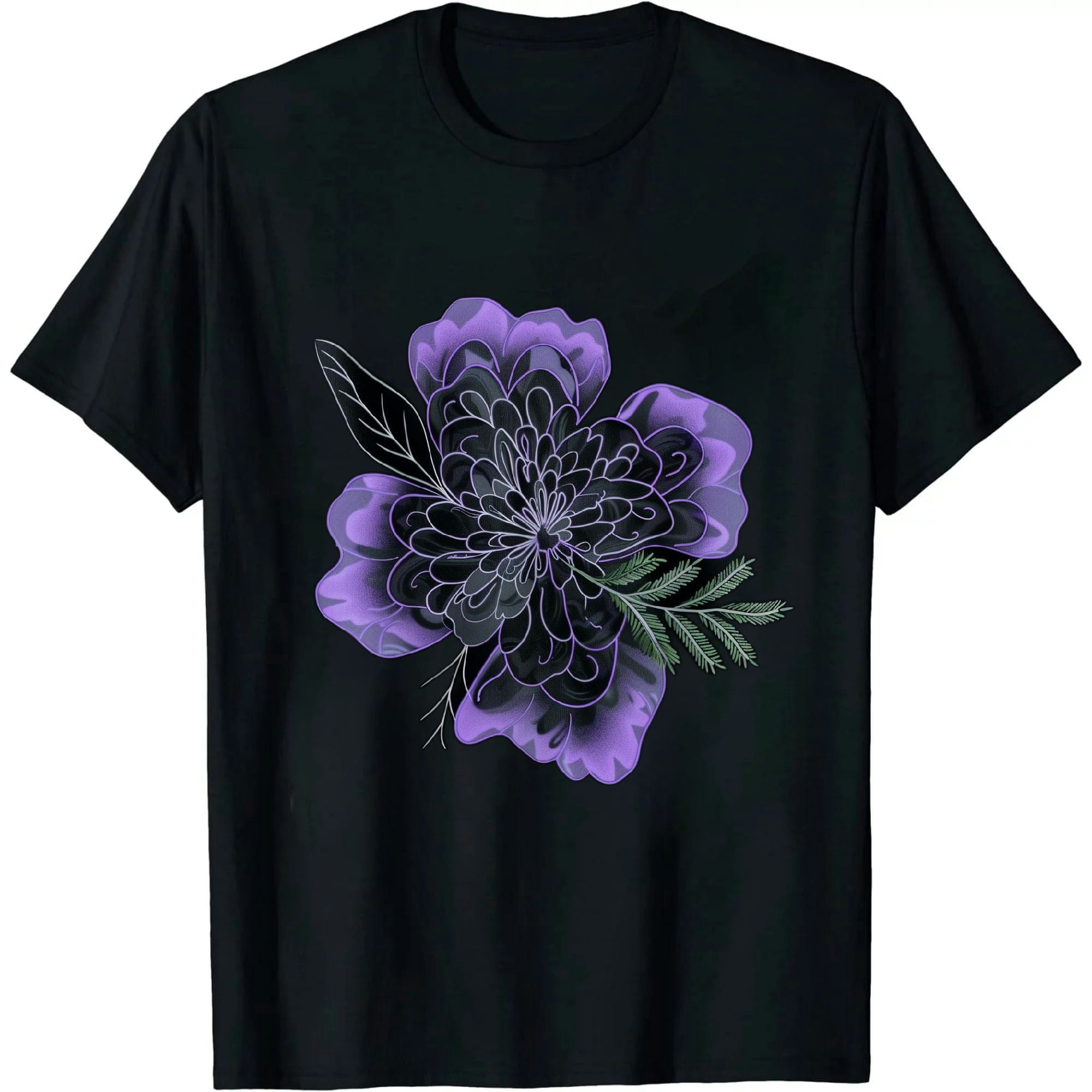 Nawypu Boho Minimalist Floral Line Art Lavender Purple Flower T-Shirt - Walmart.com