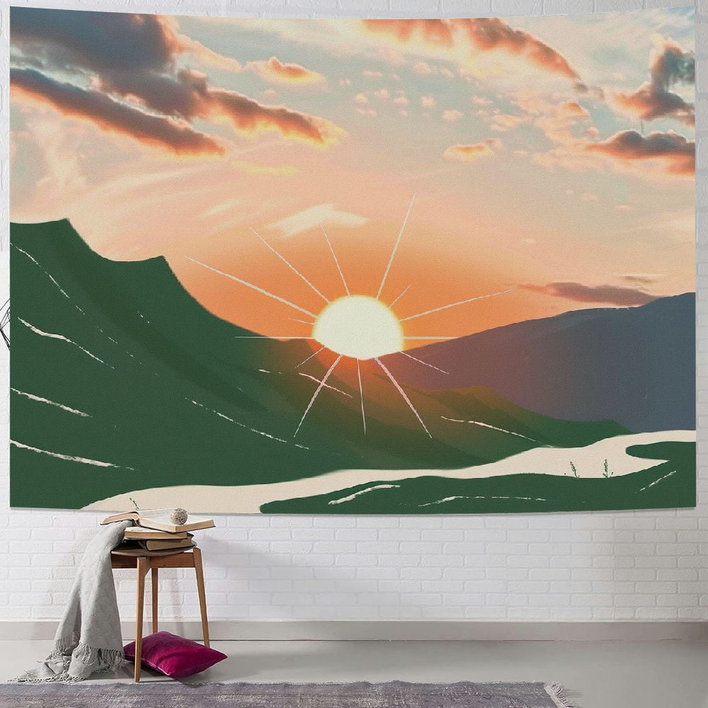 Nawypu Boho Mountain Sun Tapestry Boho Sunset Sunrise Abstract Nature ...