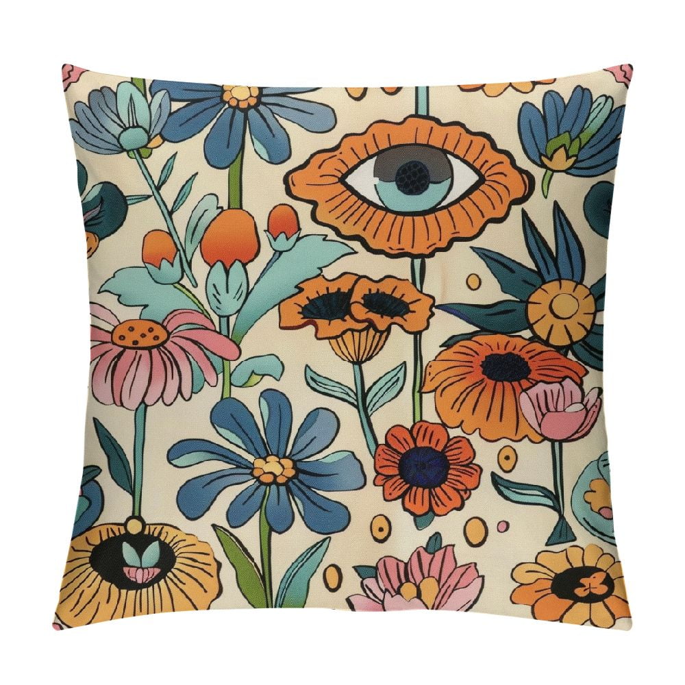 Nawypu Boho Pillow Covers 70s Retro Pillow Covers Mushroom Cushion