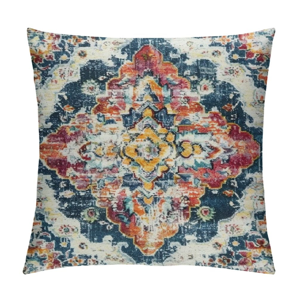 Nawypu Boho Pillow Covers Retro Red Blue Persian Rug Throw Pillows ...