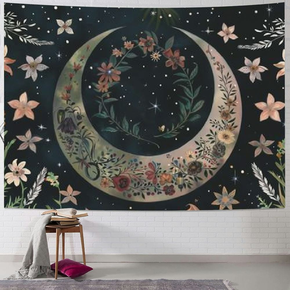 Nawypu Boho Plant Tapestry Nature Moon Phase Wall Hanging Tapestry for ...
