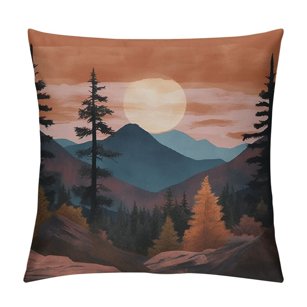 Nawypu Boho Sun Sunset Mountain Pillow Covers Boho Throw Pillow Covers,Sun Mountain Pillow ...