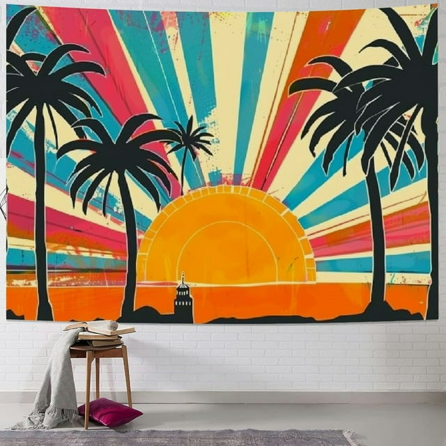 Nawypu Boho Sun Tapestry Wall Hanging Retro 70s Rainbow Tapestries ...