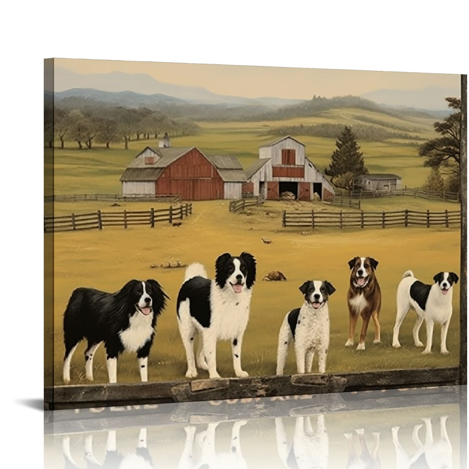 Awypu Border Collie Painting Canvas Wall Art Living Room Posters Live ...