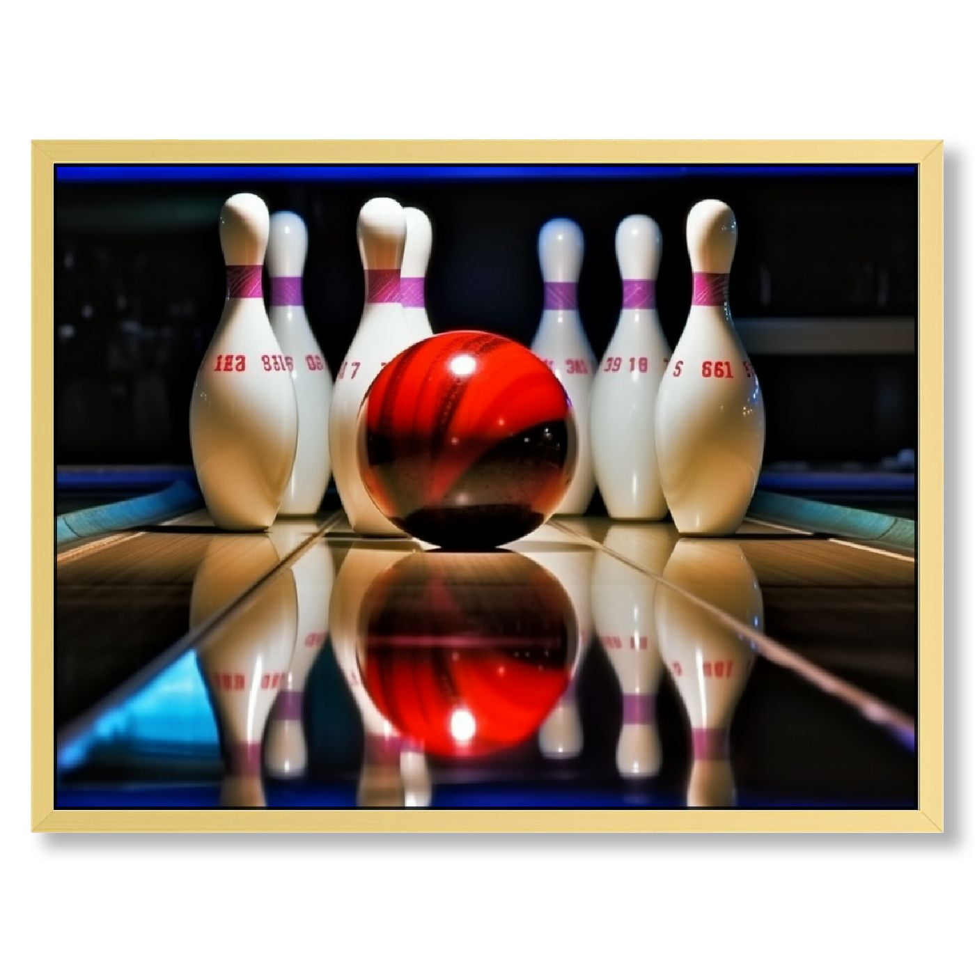 Nawypu Bowling Sports Posters White Bowling Pins And Red Bowling Ball ...