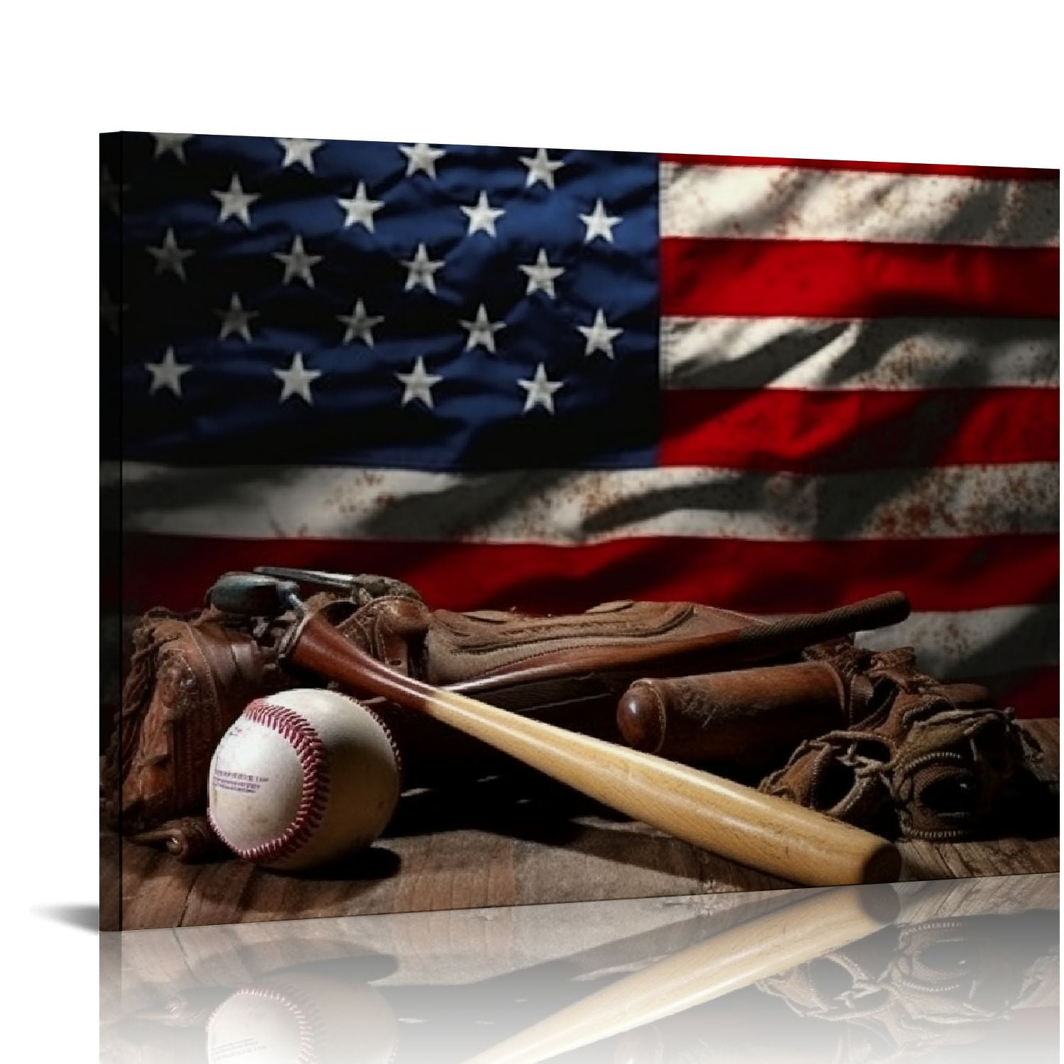 Nawypu Boy Bedroom Vintage Wall Art Decorations Baseball Gear in Front ...