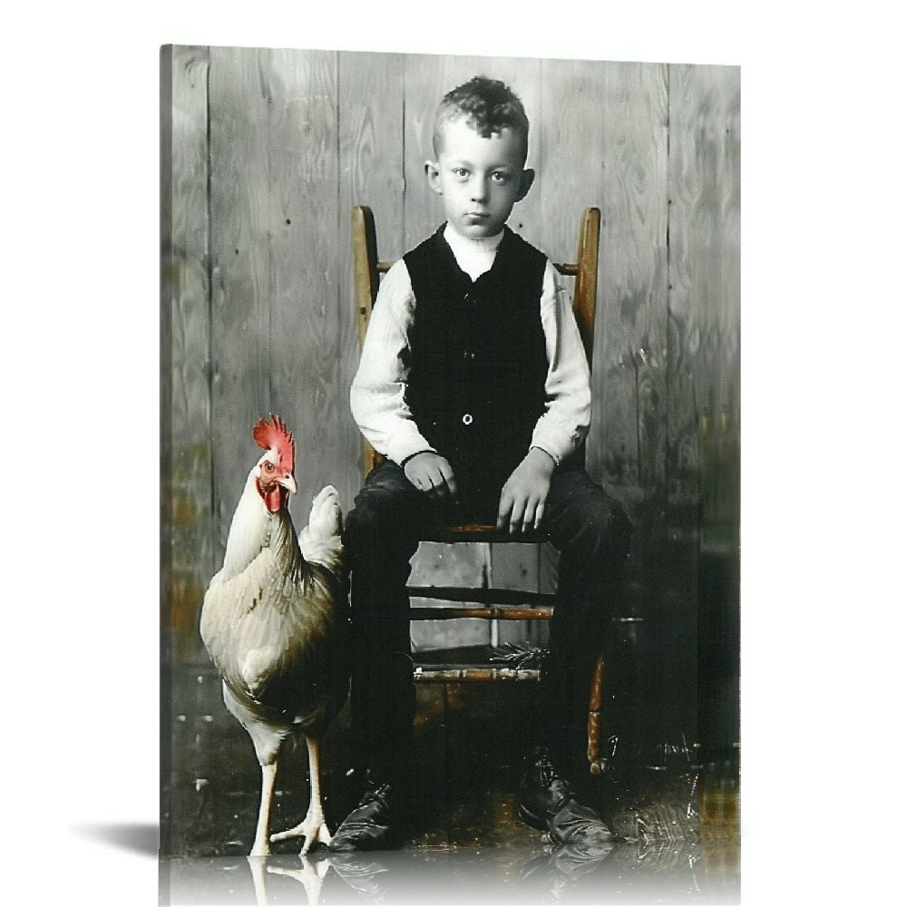 Nawypu Boy with Chicken Rooster Smoking Cigarette Vintage Poster Wall ...