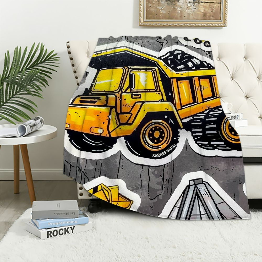 ONETECH Boys Excavator Throw Blanket Throw Size, Sherpa Blanket ...