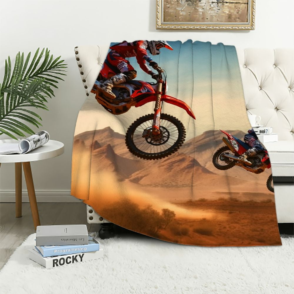 Nawypu Boys Motocross Rider Plush Throw Blanket for Sofa Couch Extreme ...