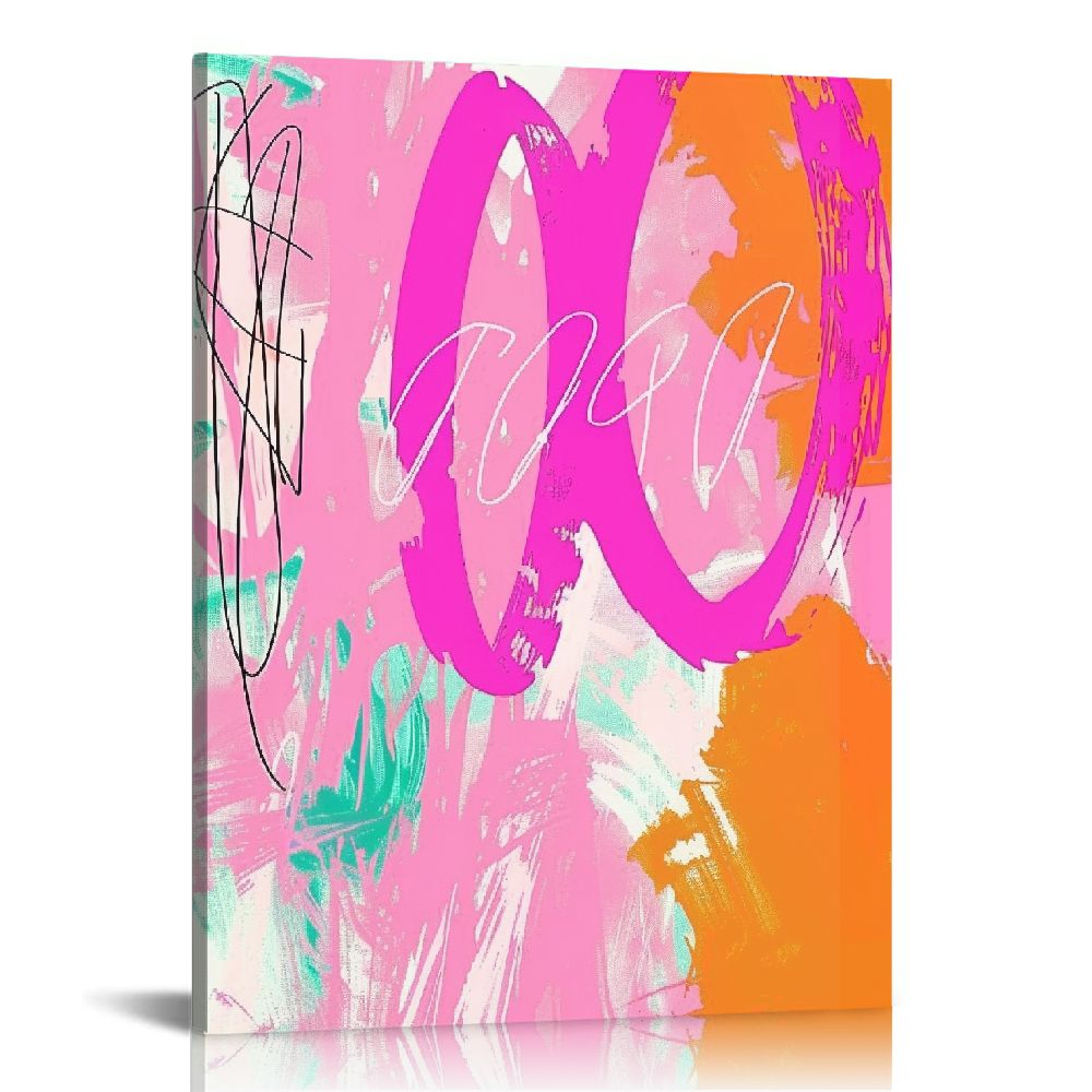 Nawypu Bright Pink Pictures Wall Art Abstract Colorful Canvas Wall ...
